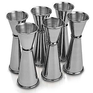 The Art of Craft Japanese Jigger: 1oz 2oz Stainless Steel Double Cocktail Jigger with Measurements Inside – Measuring Tool for Bartenders (6-Pack)