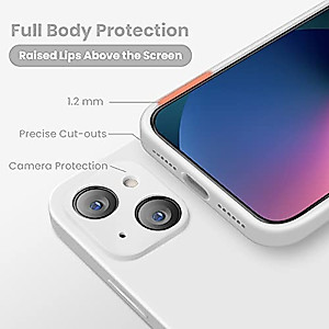 Cordking Designed for iPhone 13 Case, Silicone Full Cover [Enhanced Camera Protection] Shockproof Protective Phone Case with [Soft Anti-Scratch Microfiber Lining], 6.1 inch, White