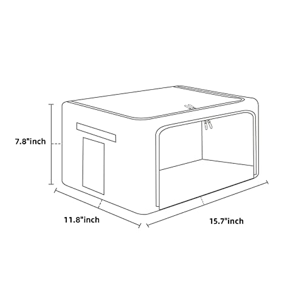 2 Pack Clear Window Storage Bins - Foldable Fabric Storage Bins Boxes for Clothes - Stackable Box Organizer Set with Carrying Handles (Beige, 22L,15.7X 11.8X 7.8 Inch)