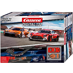 Carrera Digital Electric Slot Car Racing Track Set Includes Two Cars & Two Dual-Speed, D132 Race to Victory
