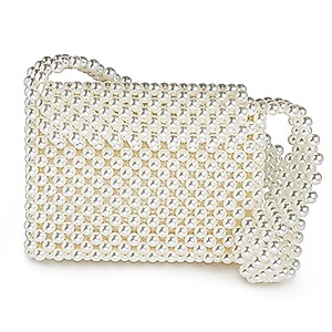Grandxii Women Shoulder Bag Pearl Purse Tote bag Handmade Weave Beaded Bag Evening Party Bag