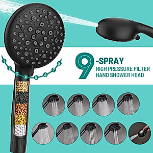 Holispa Shower Heads with Handheld Spray Combo, 10" Rain Shower Head with Handheld, 12" Extension Arm with 3-Way Diverter, Handheld Shower Head with Filter, 59" Stainless Steel Hose, Matte Black