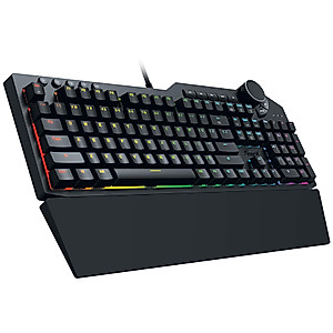 Rosewill Mechanical Gaming Keyboard, 15 RGB Backlit Modes, 2-Port USB Passthrough, Media Keys and Multifunctional Volume Dial, Magnetic Wrist Rest, Tactile Brown Switches - NEON K90 RGB BR, Black