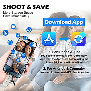 GOVNDVN MFi Certified 128GB iPhone Photo-Stick-USB-C iPhone-Flash Drive Photo-Storage-Thumb-Drive iPhone Backup Stick iPhone Memory Storage for iPhone 15/14/13/12/11 iPad Mac PC Android
