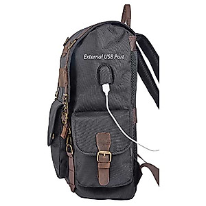 Harley-Davidson Travel Backpack, Ponderosa Ballistic & Leather USB Bag - Black