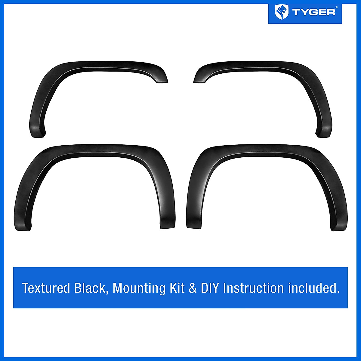 Tyger Auto TG-FF6C4218 For 1999-2007 Chevy Silverado/GMC Sierra (2007 Only fit Classic Models) | Textured Matte Black Paintable Factory Style Fender Flare Set, 4 Piece