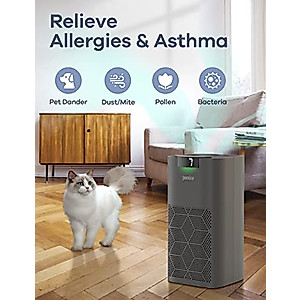 Air Purifiers For Home Large Room, Ganiza 1570ft² 23db Less Noise Air Purifiers for Pets Remove 99.97% Pet Hair Dander Pollen Smoke Dust, Air Quality Monitor, H13 HEPA Air Purifiers, Odor Eliminator