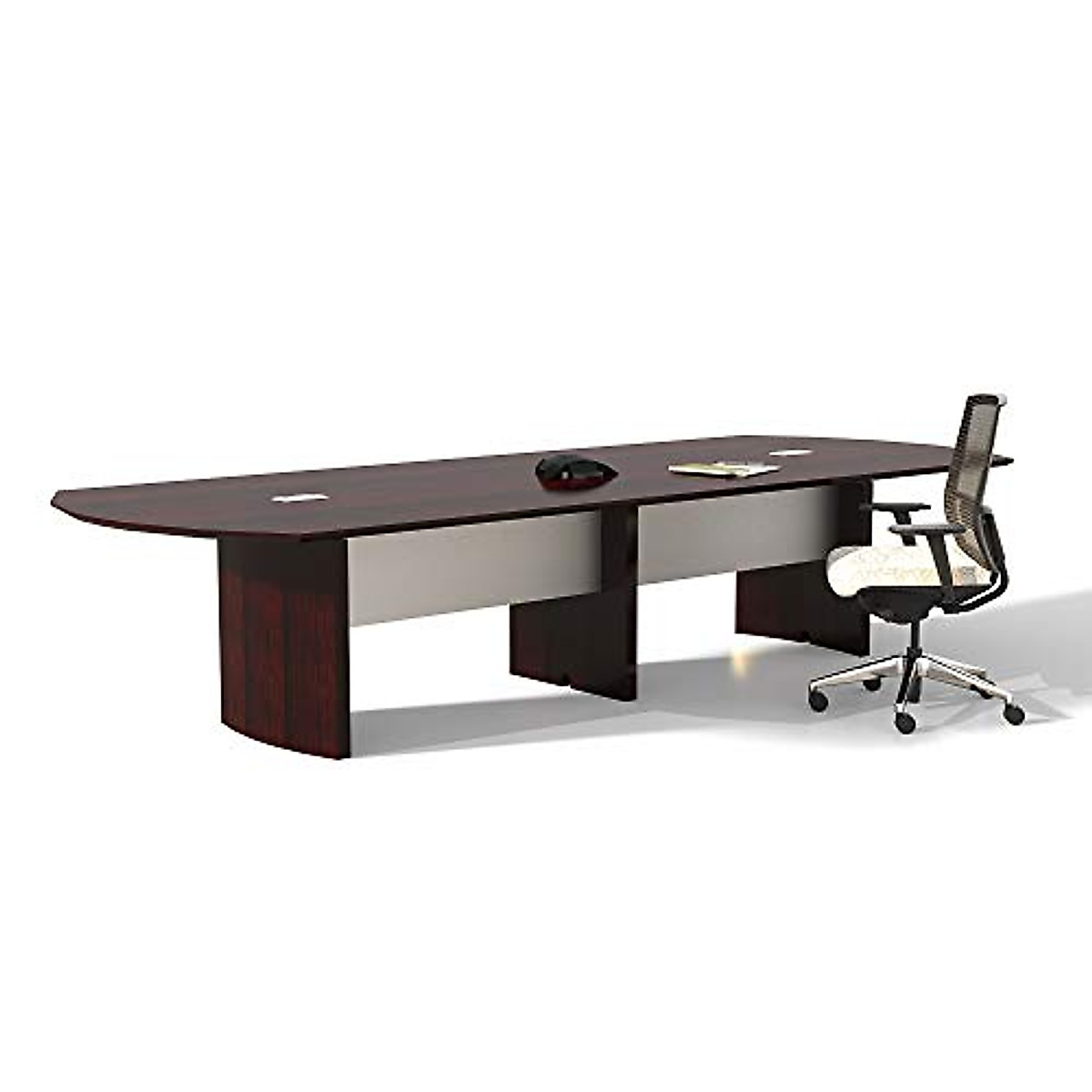 Safco Products Mayline Napoli 12'W x 48"D Curved End Rectangle Conference Table, Mahogany Veneer