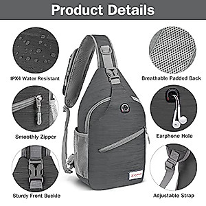 ZOMAKE Sling Bag for Women Men:Small Crossbody Sling Backpack - Mini Water Resistant Shoulder Bag Anti Thief Chest Bag Daypack for Travel Hiking Outdoor Sports,Black(stripe)