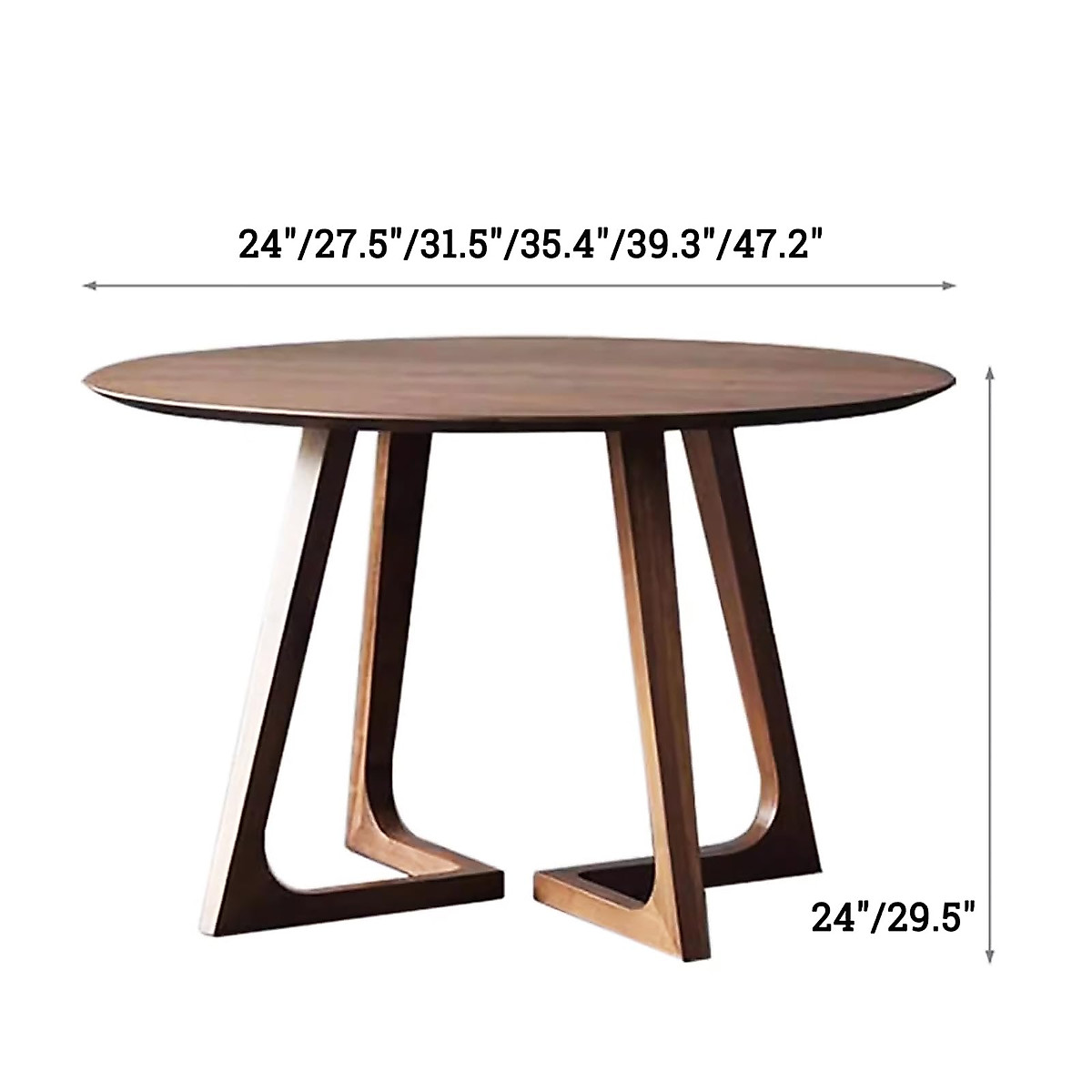TopJia Mid Century Modern Dining Table,Round Solid Wood Kitchen & Dining Room Tables,Rustic Pedestal Table Small Leisure Coffee Table for 2,4 People(24'' Lx24'' Wx24'' H, Brwon)