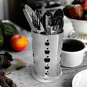 EAR FREE Utensil Holder - Kitchen Space Saver | Organizer for Utensils - 6.49 x 3.93 Inch - stainless steel Silver Holder