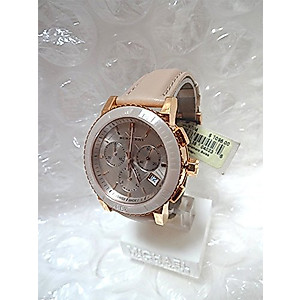 Burberry The City Swiss Luxury Ceramic Women 38mm Round Rose Gold Chronograph Watch Nude Leather Band Nude Sunray Date Dial BU9704