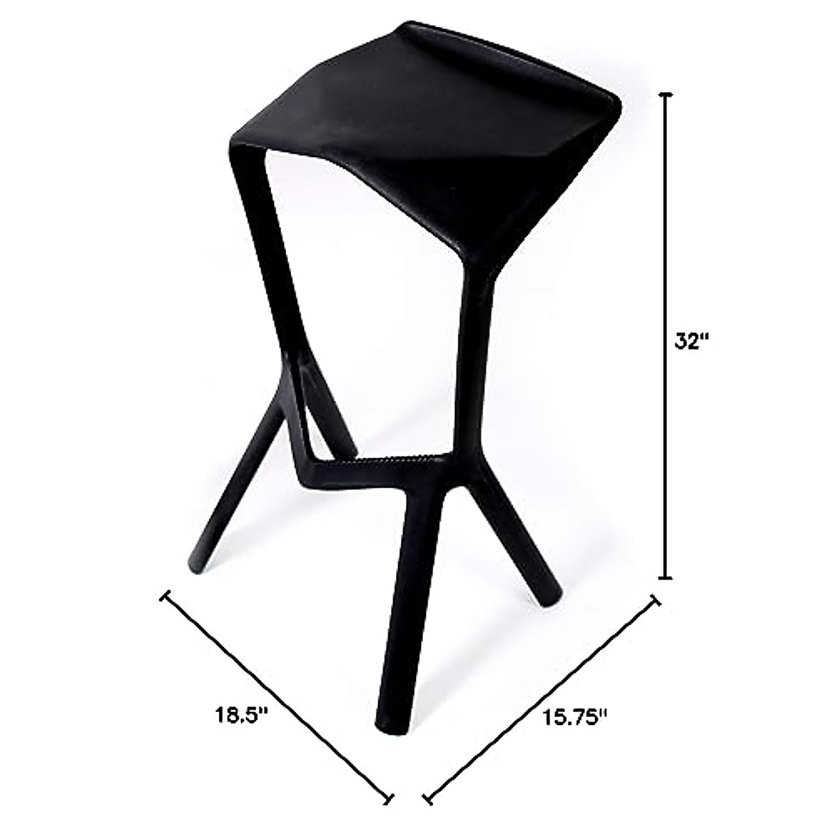 VKF Renzel USA Corp. Miura Bar Stool, Black Polypropylene Designer bar stools, Designed by Konstantin Grcic