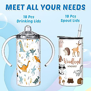 Hoolerry 18 Set 12 oz Sublimation Blanks Sippy Cup Kids Insulated Stainless Steel Sippy Cup with Handles Sublimationtumblers with Lids and Straws Heat Tape Polymer Sublimation Coating Coaster Brush