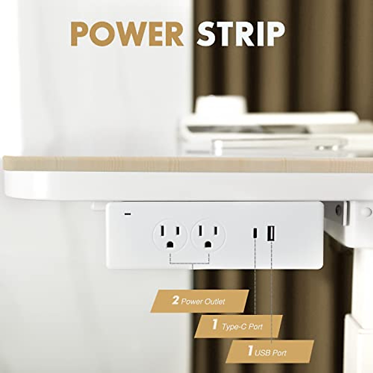 ERGOMORE Standing Desk with Drawer, 45 x 23 Inches Touch Control Adjustable Height Desk with Power Outlet, USB Ports & Wireless Charging, Dual Motor Sit Stand up Desk for Home & Office (Maple)