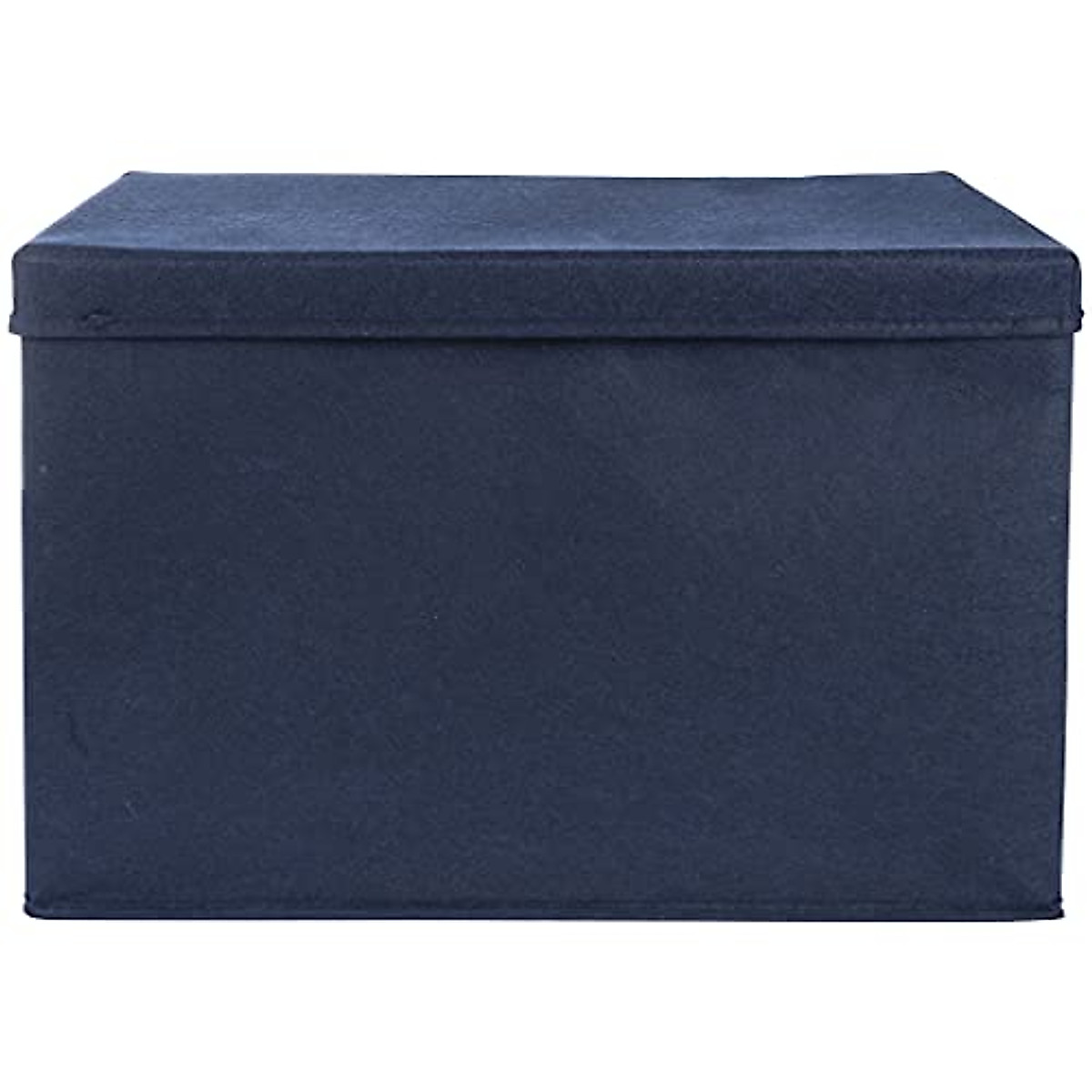 Navy Felt Toy Box; Collapsible; Two Handles; Hinged Lid; 22 in x 14.5 in x 15 in