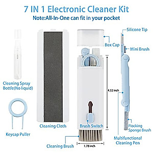 KITANIS Keyboard Cleaning Kit,7 in 1 Electronic Cleaner Kit,2 Pack Multi-Function Soft Brush Cleaning Tools Kit for Airpods/Cell Phone/PC/Laptop/Computer/Bluetooth Earphones (3nd Generation)