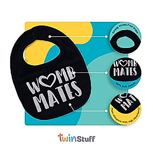 Womb Mates Twins Baby Bibs - 100% Soft Cotton, Unisex Twin Bib Set For Boys and Girls
