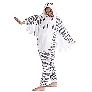 LZBXBXDA Unisex Adult Snowy owl Onesie One Piece Pajamas Animal Christmas Costume Homewear Sleepwear for Women men