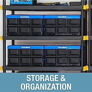 CleverMade Collapsible Storage Bin, Charcoal, 3PK - 32L (8 Gal) Stackable Storage Containers, Holds 66lbs Per Bin - Plastic Storage Bins for Organizing, Closet Storage, Garage Storage