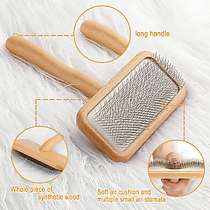 Carpet Rake Sheepskin Wool Brush and Sheepskin Brush Cleaner Comb, More Suitable for Pile Carpets/Rugs, for Carding Fur, Restore Carpets Softness and Texture (Wood, 2PCS(Big+ Small)