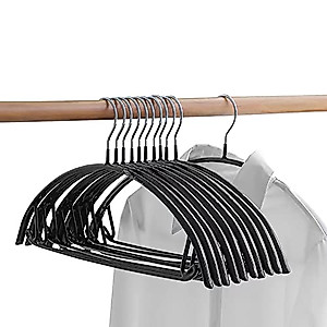 Buthneil 12 Pack Non Slip Suit Hanger, Coat Jacket Hangers, Sweater Hanger, PVC Coating Metal Hangers for Pants, Shawls, Belts, Bras, Black