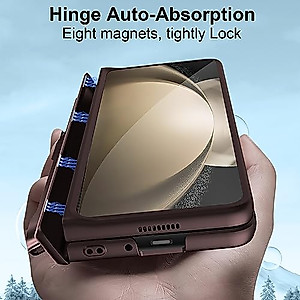 GOHHME for Samsung Galaxy Z Fold 5 Case with Magnetic Hinge Protection S Pen Holder Built-in Screen Protector Adjustable Stand, Camera Protection & Luxury Shockproof Thin Hard PC Cover (Burgundy)