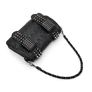 Gothic Shoulder Bag Steampunk Shoulder Messenger Bag Rivet Skull Shoulder Bag Harajuku Shoulder Bag (black)