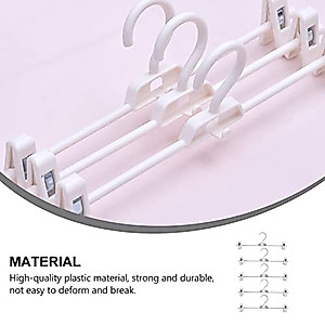 OUNONA Multifunction Space- Clothes Drying Saving Plastic White Space Hook Clip Adjustable Creative Rack Swivel Slip Pant Durable Clothing Stackable Slacks Hangers with Beige Tier On