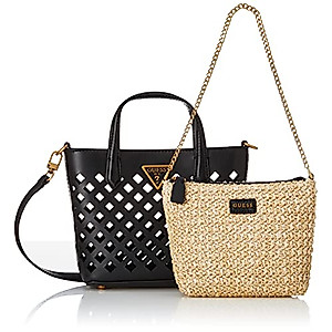 GUESS Womens Aqua Mini Tote Crossbody, Black, One Size US