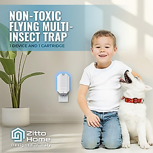 Zitto Home Fly Trap Indoor Starter Kit (1 Device & 1 Refill), Long Lasting Indoor Fly Trap for Home, Captures Flies, Moths, Fruit Flies, Gnats, Flying Insect Trap Indoor Plug in 24/7 UV Light