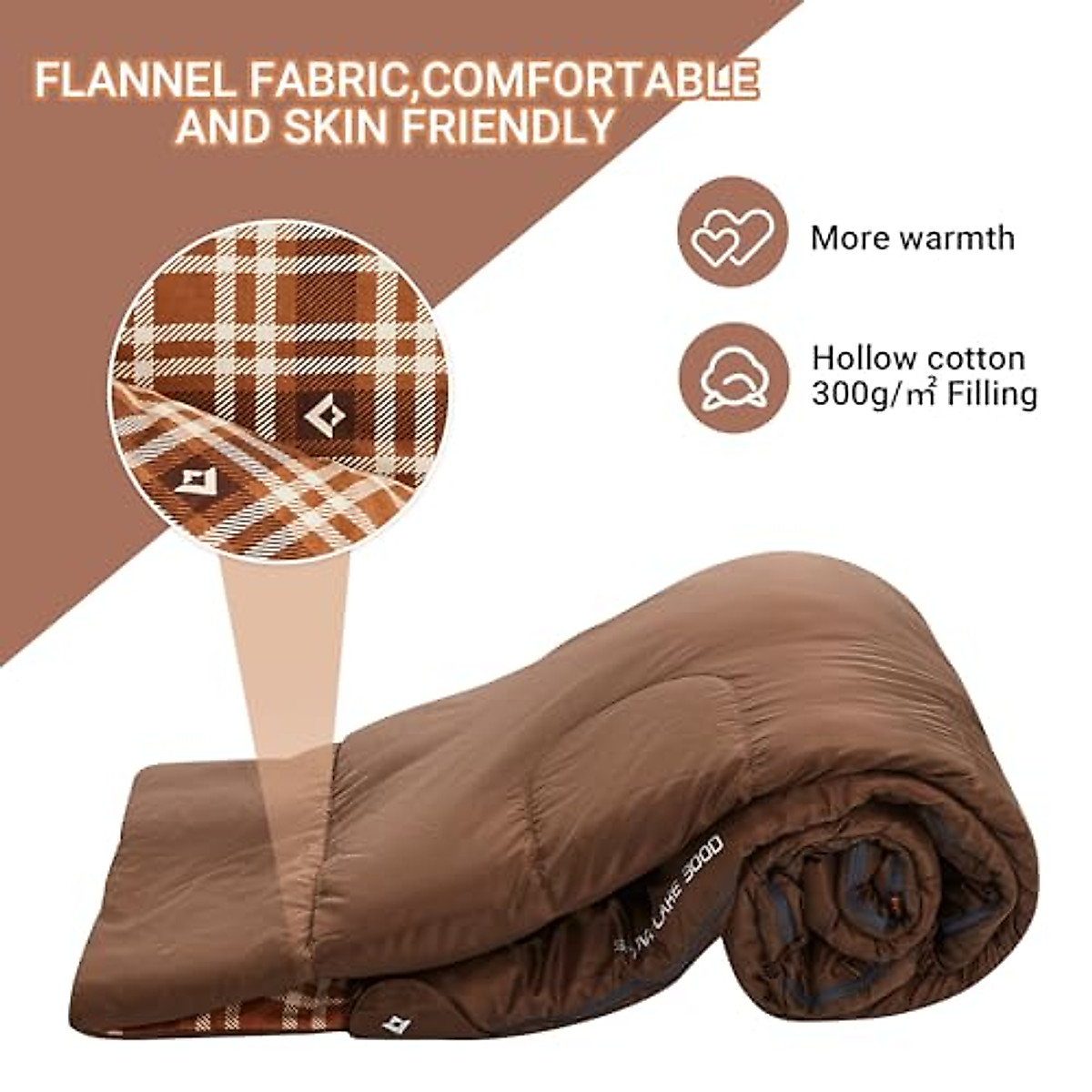 KingCamp Queen Size 2 Person Double Sleeping Bags with Pillows for Adults, 20 Degree Lightweight Backpacking Quilts for Couples Family Camping Hiking and Outdoors, Waterproof