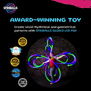 SPIN BALLS Glow.0 LED Poi Balls Glow – USB Rechargeable with 22 Vibrant Color Light Modes & Patterns – Durable, Soft-Core LED Poi Spinning Balls with Adjustable Leashes & Double-Loop Handles