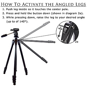 80" Inch Elite Series Professional Heavy Duty w/Angled Legs, Action Camcorder Tripod for DSLR Cameras + Microfiber Cloth