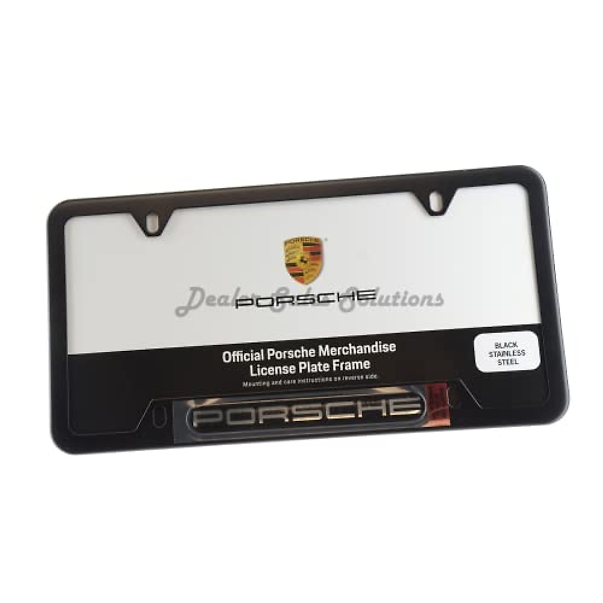 Porsche Genuine OEM Stainless Steel Nameplate License Frame - Matte Black Finish