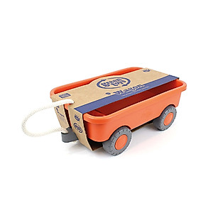 Green Toys Wagon, Orange - Pretend Play, Motor Skills, Kids Outdoor Toy Vehicle. No BPA, phthalates, PVC. Dishwasher Safe, Recycled Plastic, Made in USA.