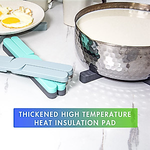 KitWinner Foldable Silicone Trivets, 4 PCS Expandable Silicone Trivets for Dishes, Hot Pots and Pans Anti-Slip Heat Water Resistant Silicone Hot Pads/Pot Holders