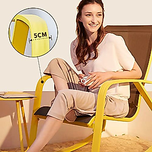 Lounge Chair, Patio Lounge Chairs Upholstered Rocking Chair, Rubber Wood Frame Rocker Chair with Detachable Cushion, PP Cotton Padded Seat for Living Room Balcony, Support 150KG Durable (Color : A) (