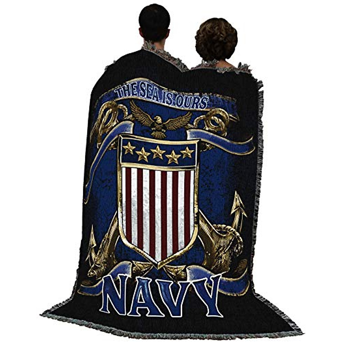 Pure Country Weavers PCW - US Navy - The Sea is Ours 3 Blanket - Gift Military Tapestry Throw Woven from Cotton - Made in The USA (72x54)