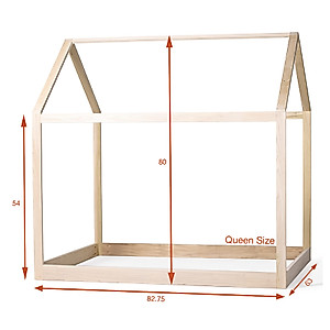 Montessori House Bed Frame Twin Full or Queen Solid Wood MADE IN USA