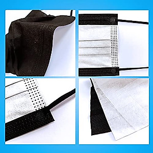 CCW Black Masks, 3 Layer Filter Protection 50 pcs Black Crowded Places with Elastic Earloop Masks,Individually Wrapped Disposable Face Masks for Adult Men Women