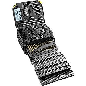 K Tool International 10330 Automotive Plastic/Steel/Wood Premium Drill Bit/Accessory Set for Garages, Repair Shops, and DIY, 16"x13"x9.5" Portable Carrying Case, (2) Folding Trays, Black, 326 Piece