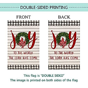 Baccessor Christmas Joy Garden Flag Cardinal Holy Yard Flag Double Sized Burlap Winter Holiday Religious Inspired Seasonal Farmhouse Outdoor Decoration 12.5 x 18 Inch