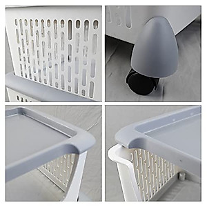 Vcansay 3 Tiers Plastic Large Stacking Organizer Baskets with Lid, Plastic Stacking Bins with Wheels