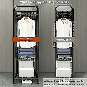 ZBYL Metal Clothing Wardrobe Garment Rack, Freestanding Clothes Rail Closet Rack Double Rod Laundry Hanging Rack, Portable Organizer with Bottom Rack, 105×150cm (Color : White)