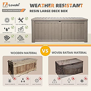 LovoIn Resin Deck Box for Patio Furniture Storage