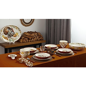 Bico Blessing Season Ceramic Pasta Bowl, Set of 5(1 unit 214oz, 4 units 35oz), for Pasta, Salad, Microwave & Dishwasher Safe, House Warming Gift