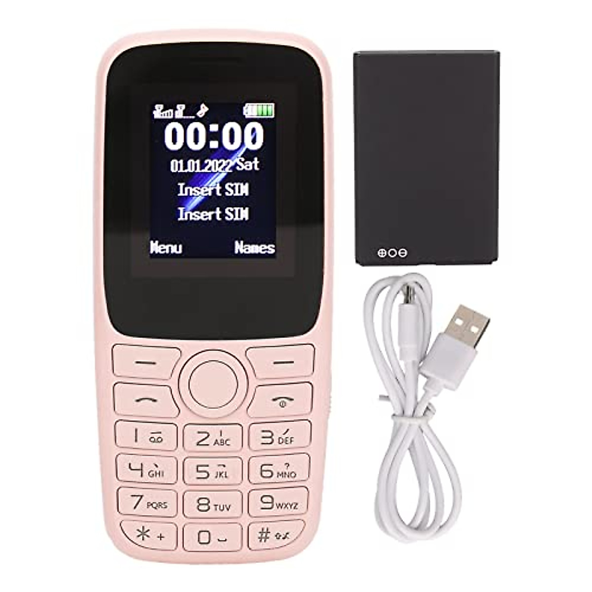 Unlocked Cellphone, 1400mAh Large Font Big Buttons 2.4in Screen Senior Cell Phone 2G GSM for Travel (Pink)
