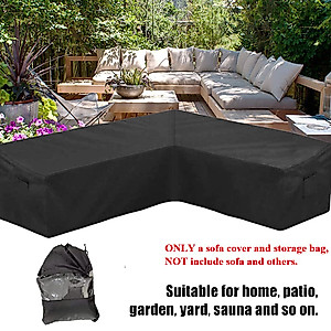 Skyour Patio Furniture Sectional Couch Sofa Cover Weatherproof Heavy Duty 420D Oxford Outdoor V Shaped Sectional Garden Rattan Corner Sofa Furniture Protector Covers Black (V-Shape: 117x117in)