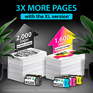 Smart Ink Compatible Ink Cartridge Replacement for HP 952XL 952 XL (4 Combo Pack) to use with OfficeJet Pro 8710 8720 7740 8210 8715 7720 8702 8725 8740 8730 8700 8200 (Black, Cyan, Magenta, Yellow)